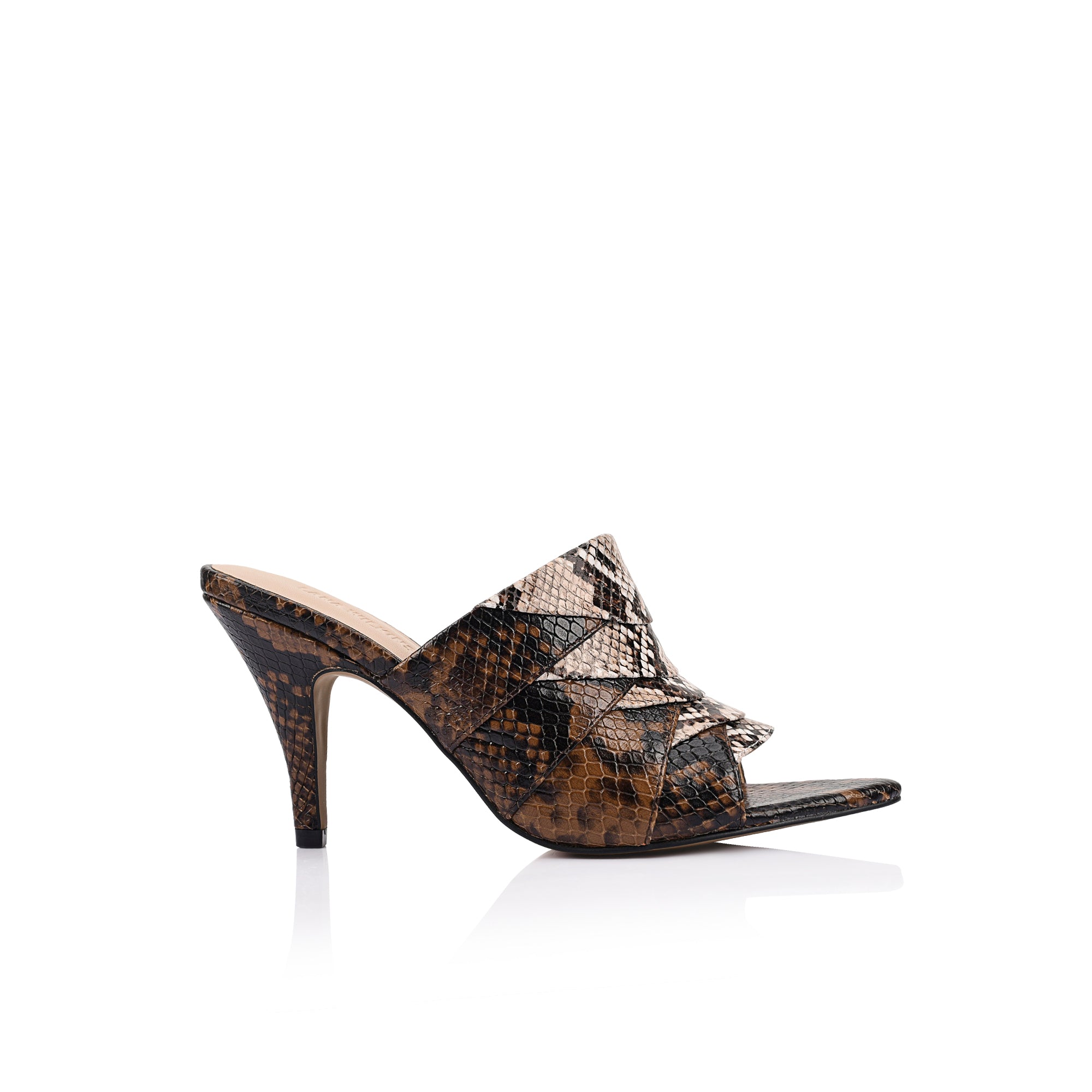 Ama Mule Mixed Snake-Print Leather