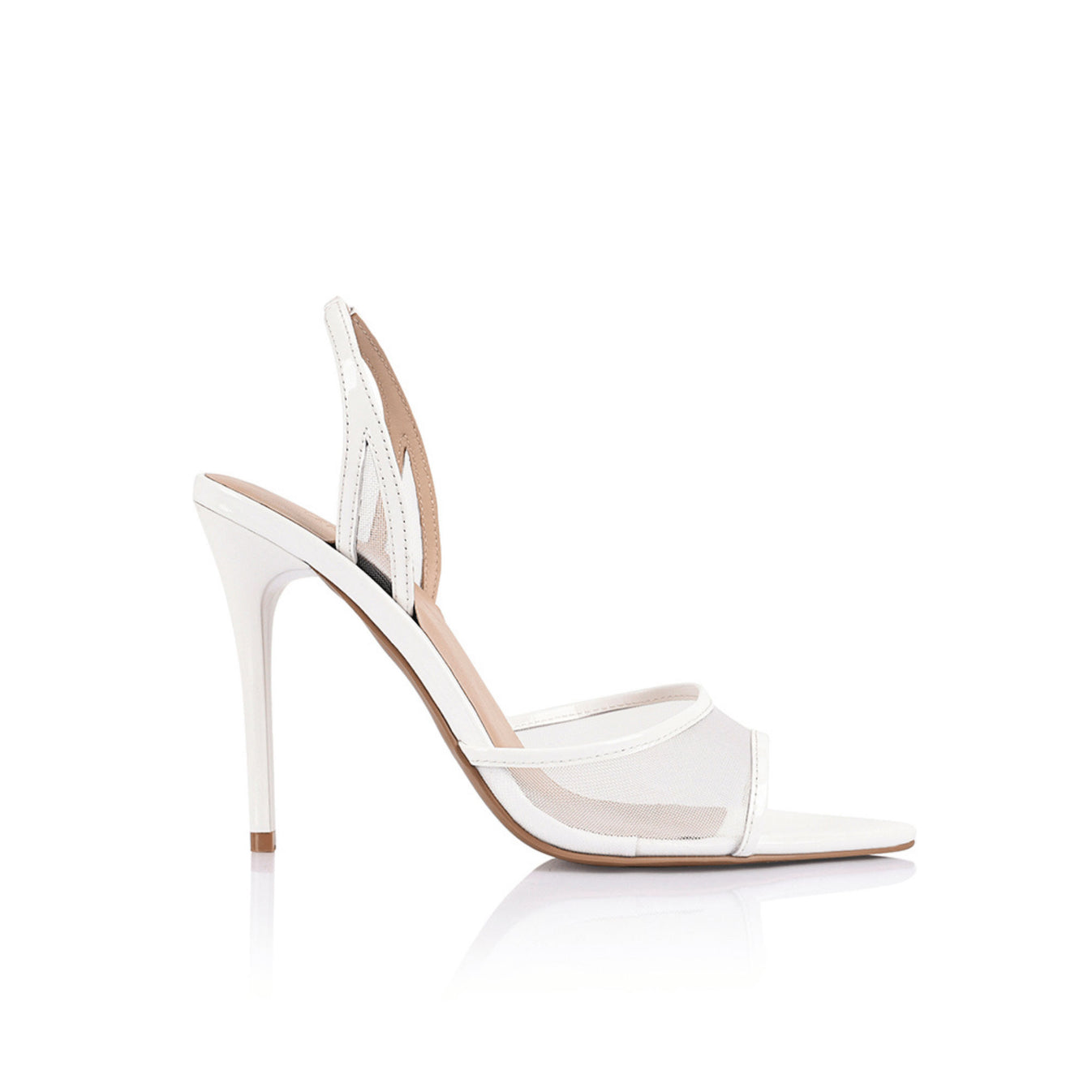 Maddison White Mesh Slingback Heeled Sandal